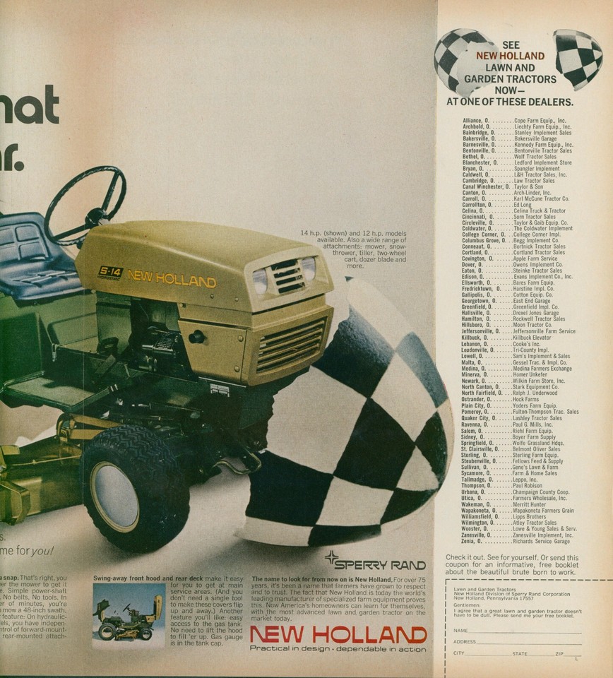 1971 New Holland Garden Tractor Thinks It Is Sports Car Sperry Rand ...