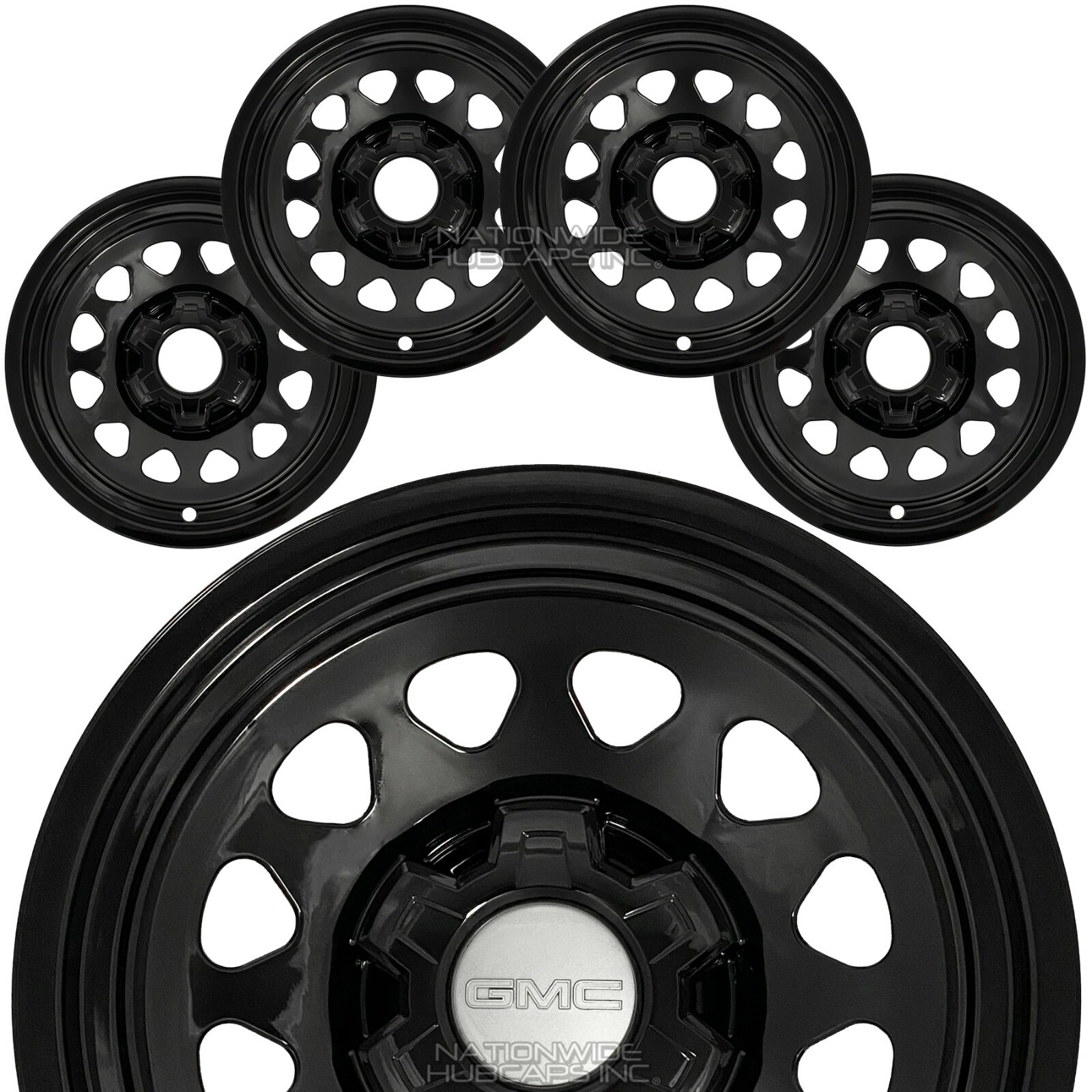 4 Black 2019-26 GMC Sierra 1500 Pro 17" Wheel Skins Rim Hub Caps Covers ...
