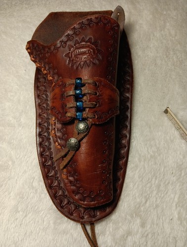 Western Gun Holster Leather Hand Tooled Revolver Cowboy Old West Cross ...