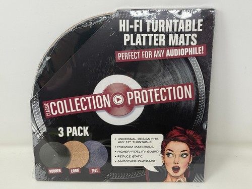 HI-FI Turntable Platter Mats 3-Pack Classic Protection, 12" Cork Felt ...