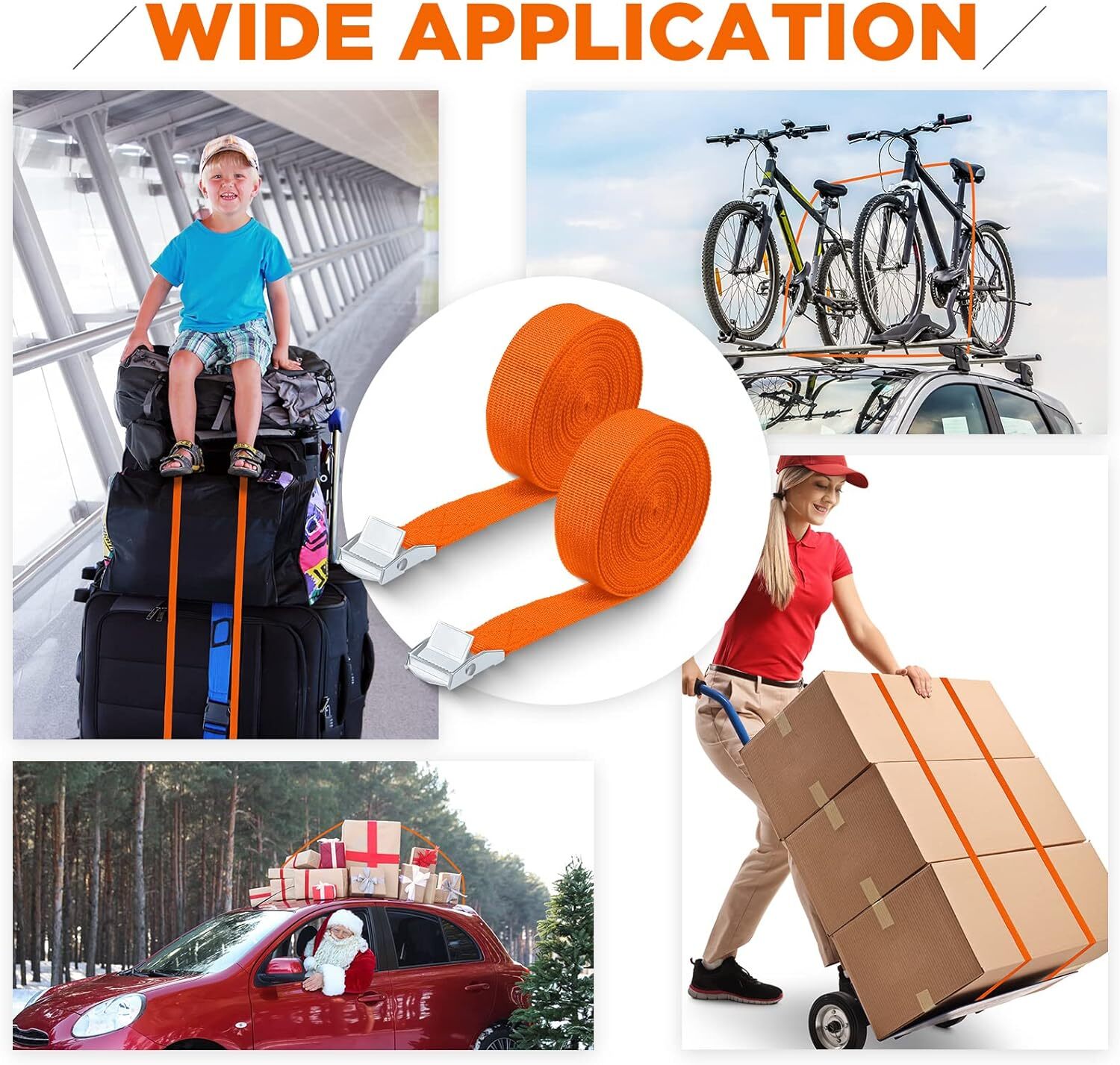 4X Nylon Lashing Straps with Buckle for Cargo Carrier Tie Down Lash ...