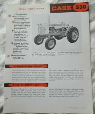 Case 530 tractor specification sheet brochure general purpose tractor ...