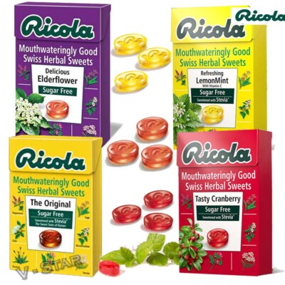 RICOLA SUGAR FREE GOOD SWISS HERBAL SWEETS 4 MIXED PACKS 4 DIFFERENT ...