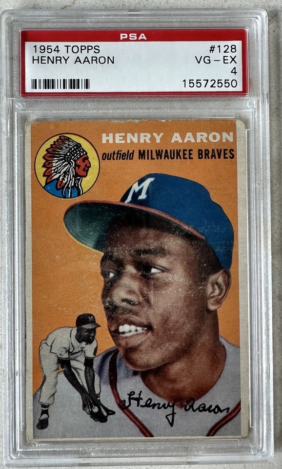 1954 Topps Baseball Hank Aaron rookie card RC 128 well-centered Deep ...