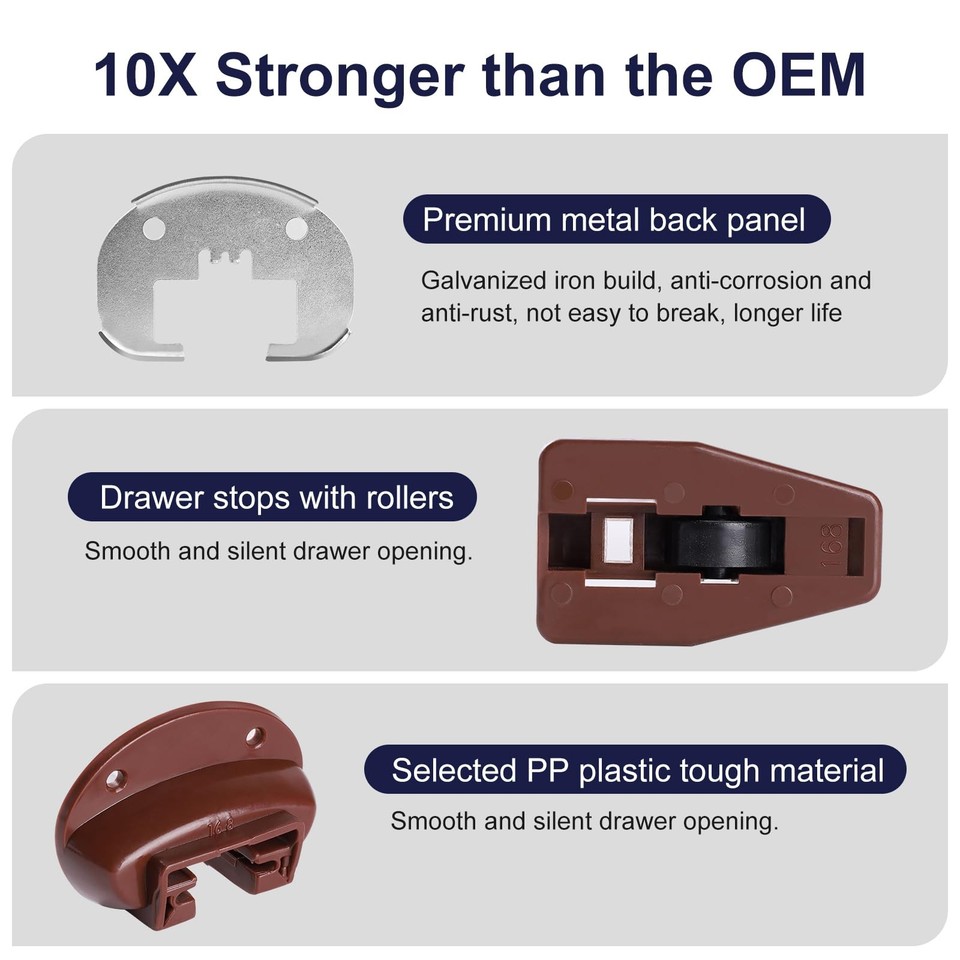 10SETS Rite Trak II Drawer Slide Repair Parts Track Guides for Dresser ...