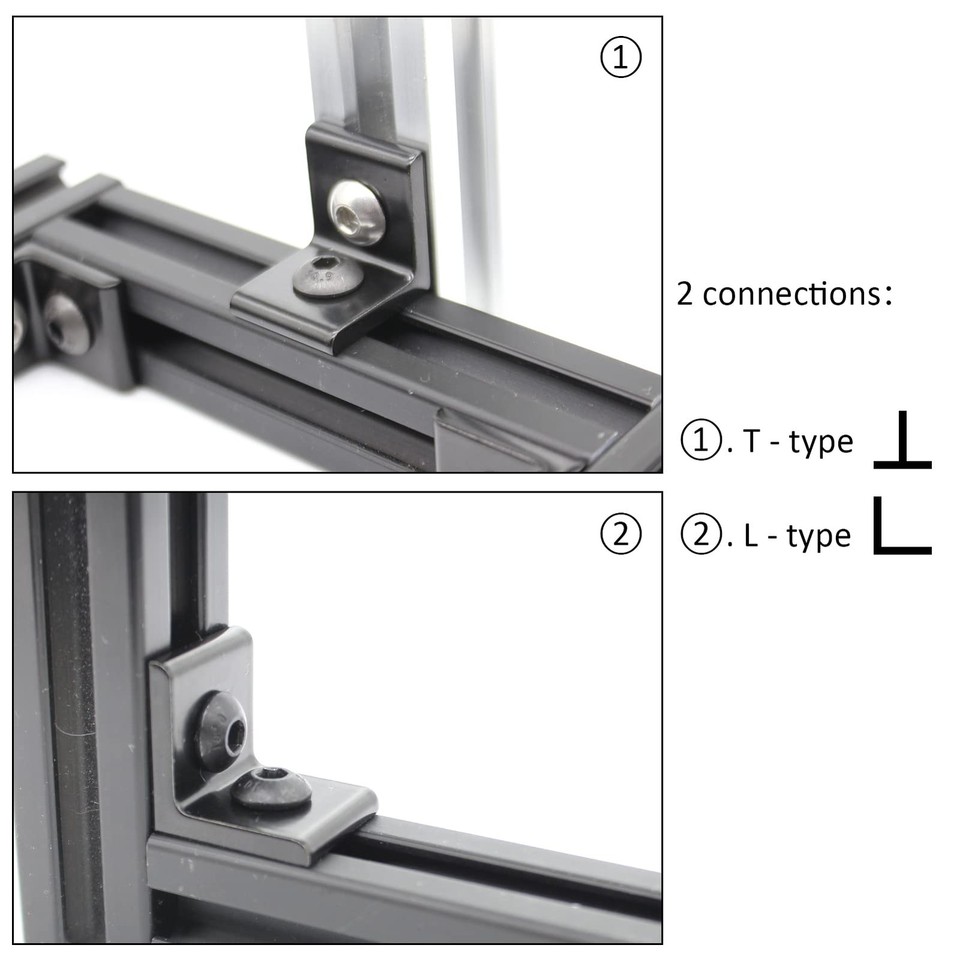 10Pcs 2020 Aluminum Extrusion T Slot Corner Bracket 20 Series Extruded ...