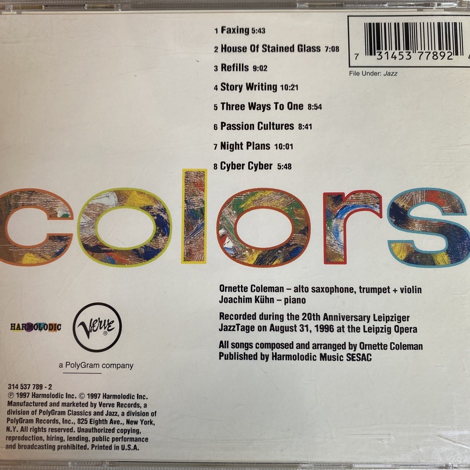 COLEMAN - Colors - CD - Live - **Excellent Condition** ZZZ 731453778924 ...