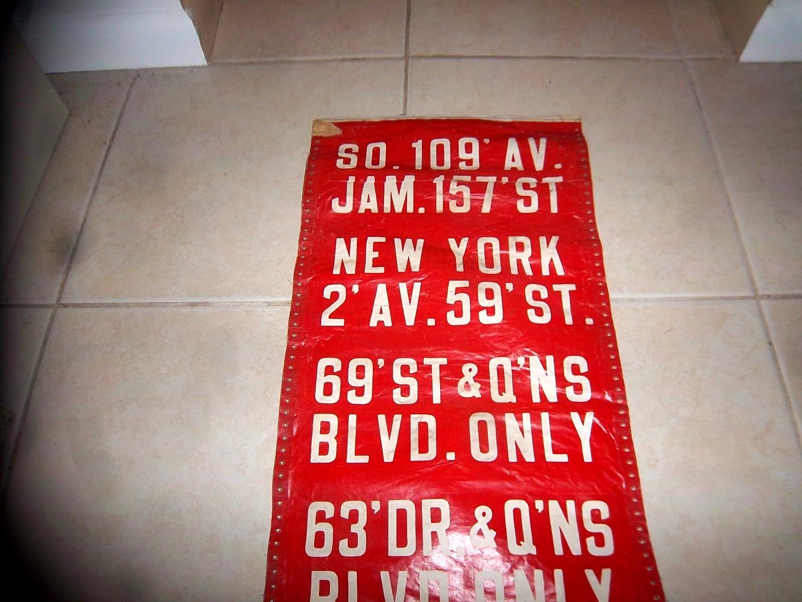 NY NYC GREEN BUS ROLL SIGN COLLECTIBLE QUEENS BOULEVARD NEW YORK ...