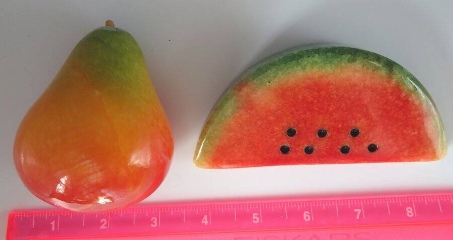 Lot Fake Faux FRUIT Alabaster WATERMELON Slice PEAR Display Prop ...