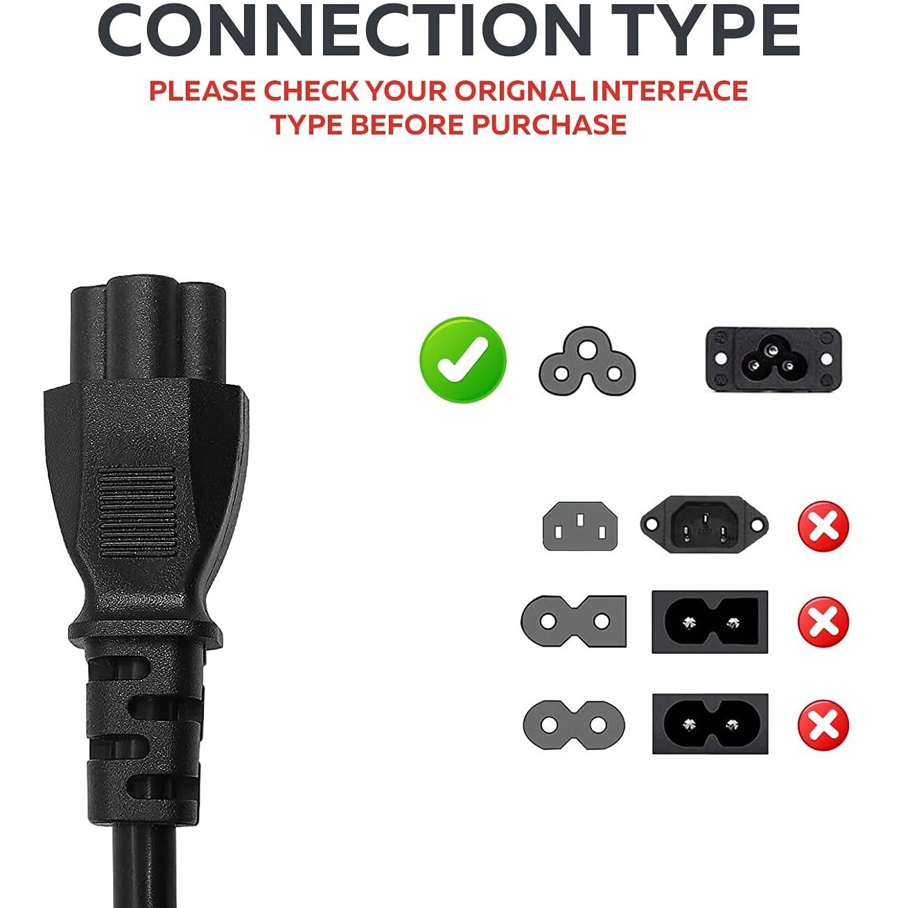 UK Laptop Power Cable 75cm BS 1363 to C5 Cloverleaf 13A 250V 16AWG 1 ...