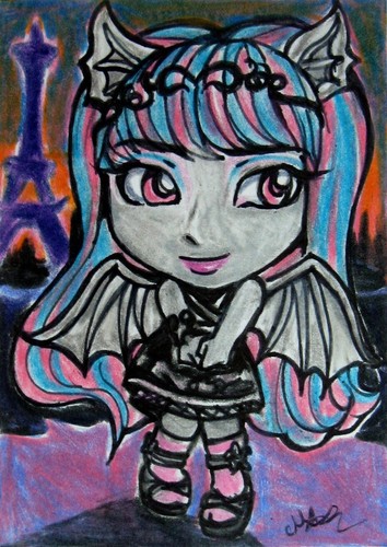 Monster High MH Rochelle Goyle Gargoyle Chibi Anime Art Sketch Card ...