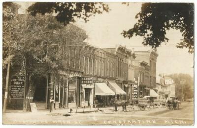 Constantine Michigan MI ~ West Side of Main Street View RPPC Real Photo ...
