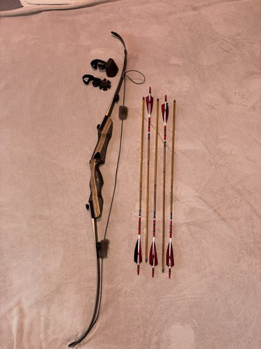 Galaxy Sage Recurve Bow 62in 40lbs Wood Brown Black with Arrows ...