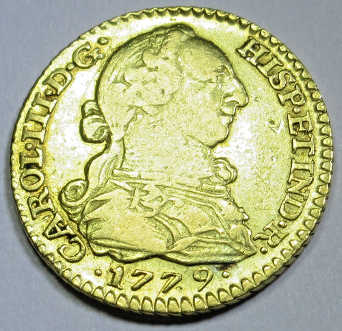 Authentic 1779 Spanish Gold 1 Escudo Ex-Mount Colonial Pirate Doubloon ...