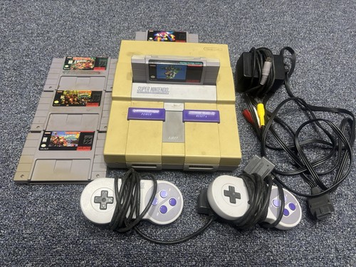 Super Nintendo System SNES Console Donkey Kong Country Lot Games 2 ...