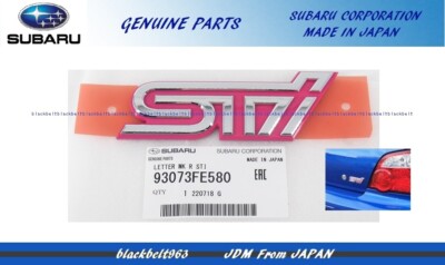 SUBARU IMPREZA WRX STI 93073FE580 Letter mark Rear Emblem Budge Pink ...