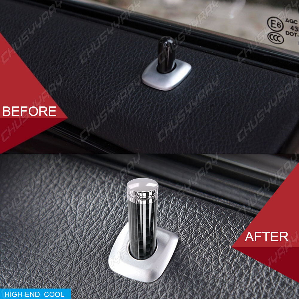 4*Universal Car Door Lock Knob Pins Carbon fiber Auto Interior Cover ...