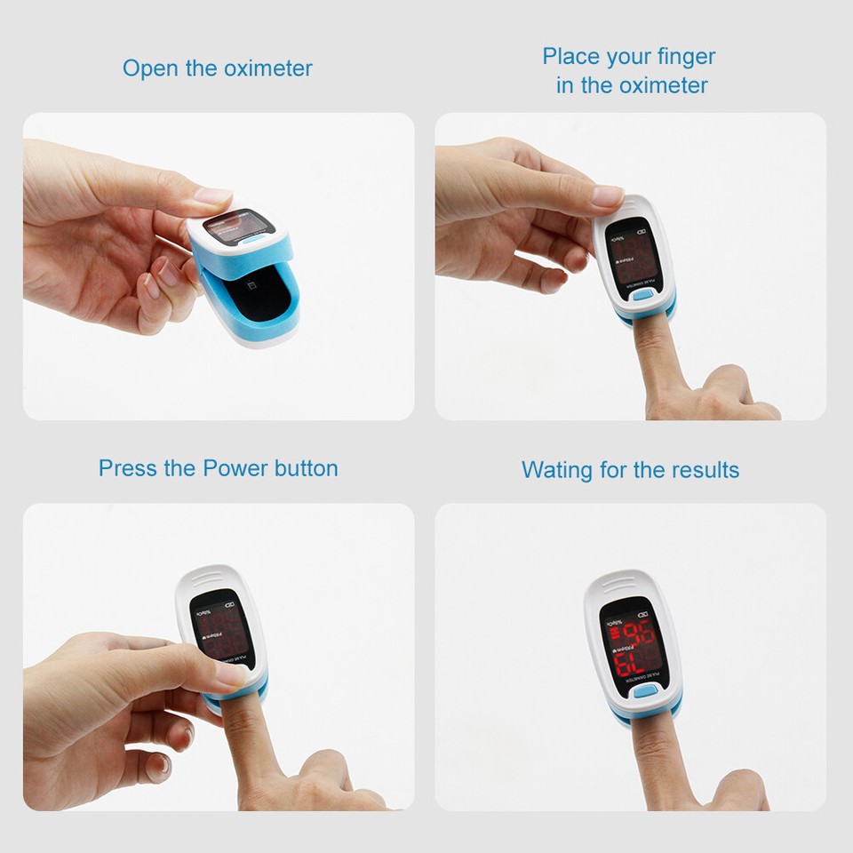 Finger Pulse Oximeter Blood Oxygen Saturation SPO2 O2 Patient Monitor ...