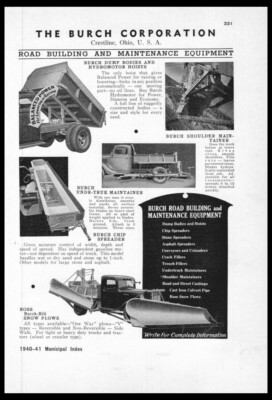 1941 Burch Corp- Road Street Equipment-Crestlline OH-1940s photo trade ...