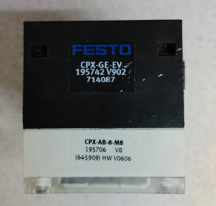 FESTO CPX-AB-8-M8 CONNECTION BLOCK w/ CPX-GE-EV 195742 V902 BASE NEW ...