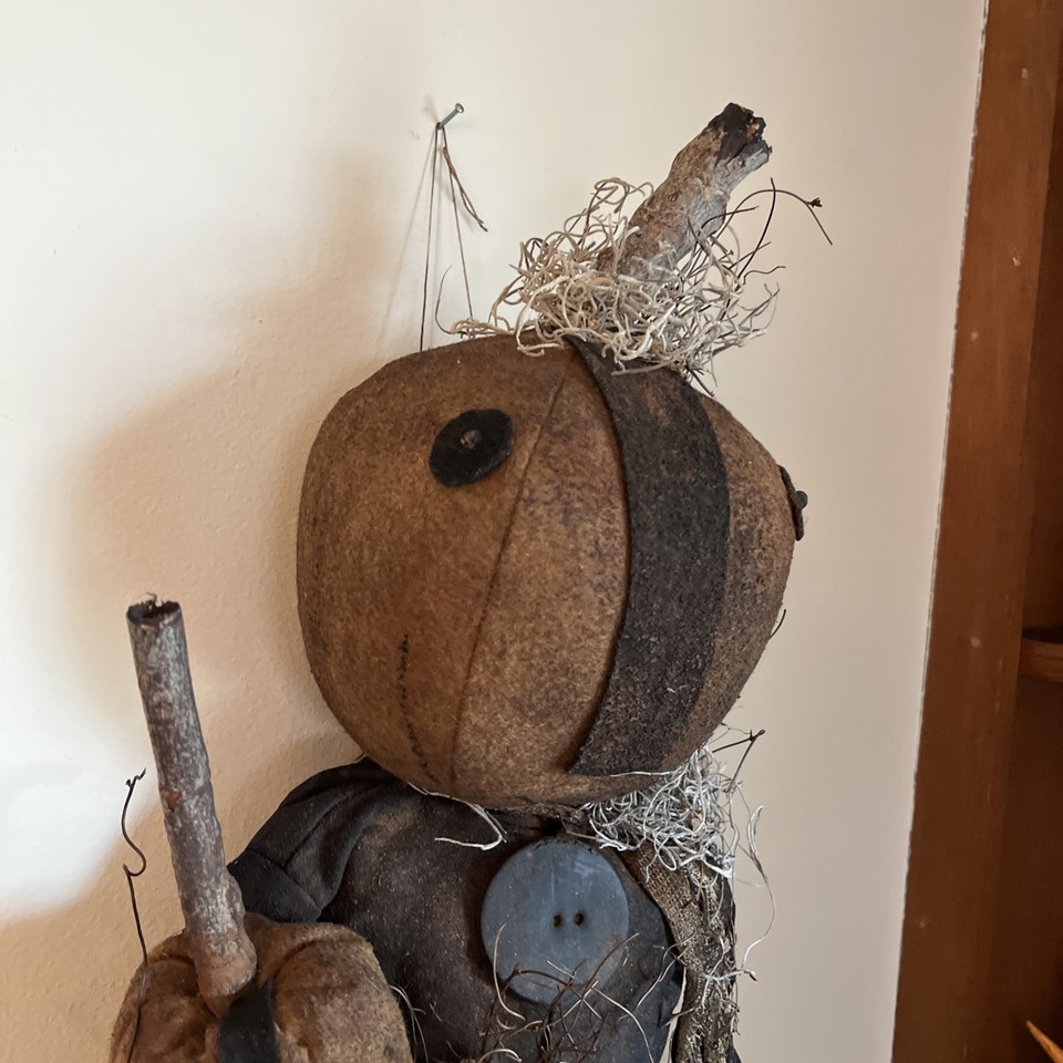 Handmade Primitive FolkArt Moses Allen Collectible “Ellie Pumpkin Head ...