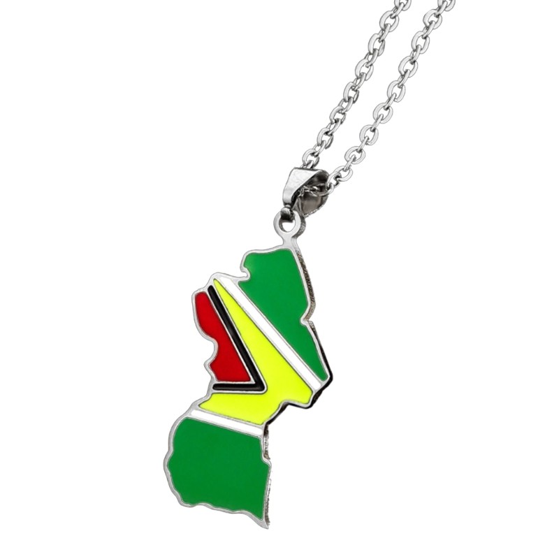 Guyana Map Pendant Necklace Stainless Steel Jewelry Comfortable to Wear ...