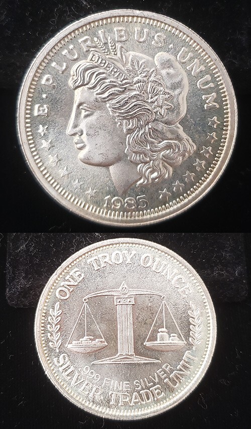 1985 Morgan E Pluribus Unum Silver Trade Unit 1 Troy Oz .999 Silver ...