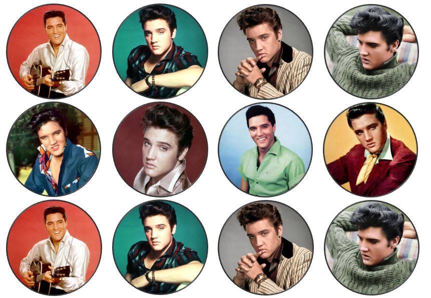 Elvis Presley Theme Edible Wafer Cup Cake Toppers Standing or Disc | eBay