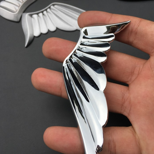 Pair Chrome Metal Angel Wings Auto Car Motorcycle Emblems Badge Decal ...