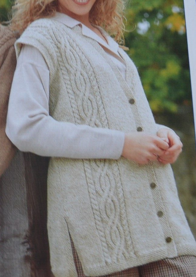 (131)Knitting Pattern - Ladies DK Cable Panel Gilet & Cardigan Sizes 28 ...