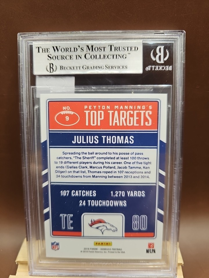 2016 Donruss Peyton Manning Holo #9 Julius Thomas Peyton Manning /100 BGS9 Mint* | eBay