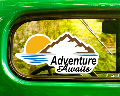 2 ADVENTURE AWAITS DECALs Sticker Nature For Car Window Bumper Laptop ...