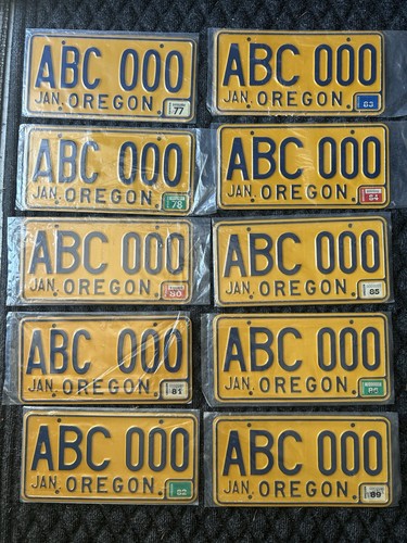 Oregon Sample License Plates – 10 Different 1977-86,89. Over 3 Yrs Old ...