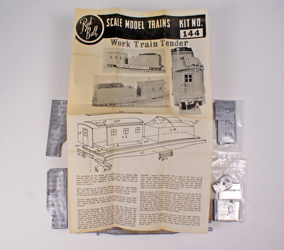 Red Ball HO Scale Work Train Tender Kit 144, Highly Collectable ...