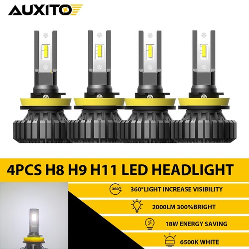 H11 H8 LED Headlight Super Bright Bulbs White Kit 6500K High/Low 4000LM ...