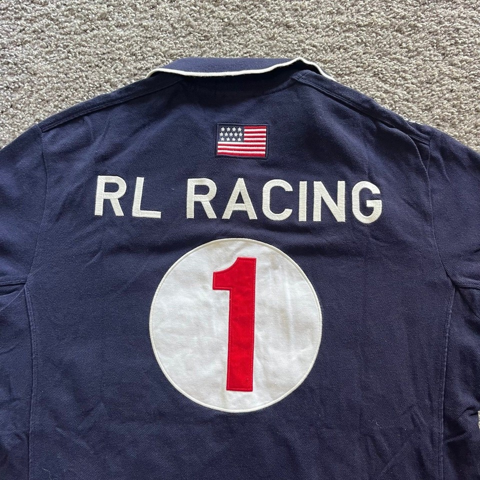 Polo Ralph Lauren 2011 RL Racing Polo Shirt Navy Blue Mens Large Crest ...