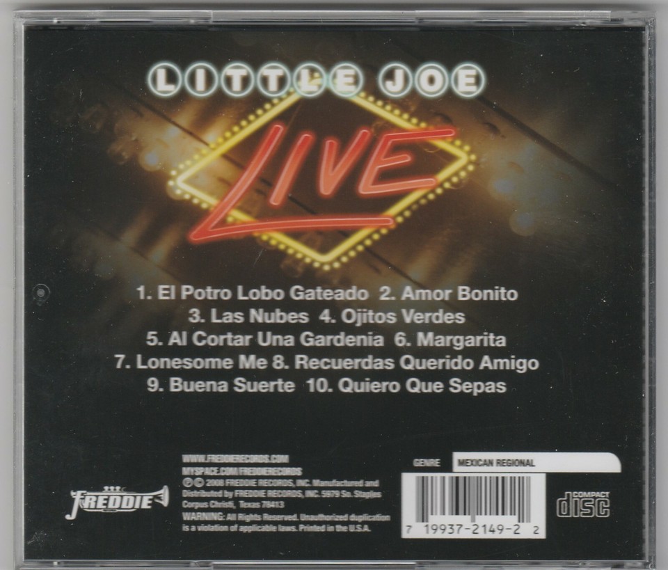 *Tejano CD by Little Joe yand La Familia-"LIVE" -*Tejano CD is SEALED ...