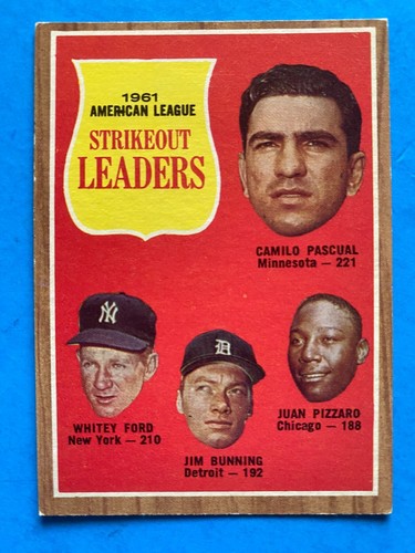 1961 AMERICAN LEAGUE STRIKEOUT LEADERS - 1962 TOPPS BASEBALL CARD ...