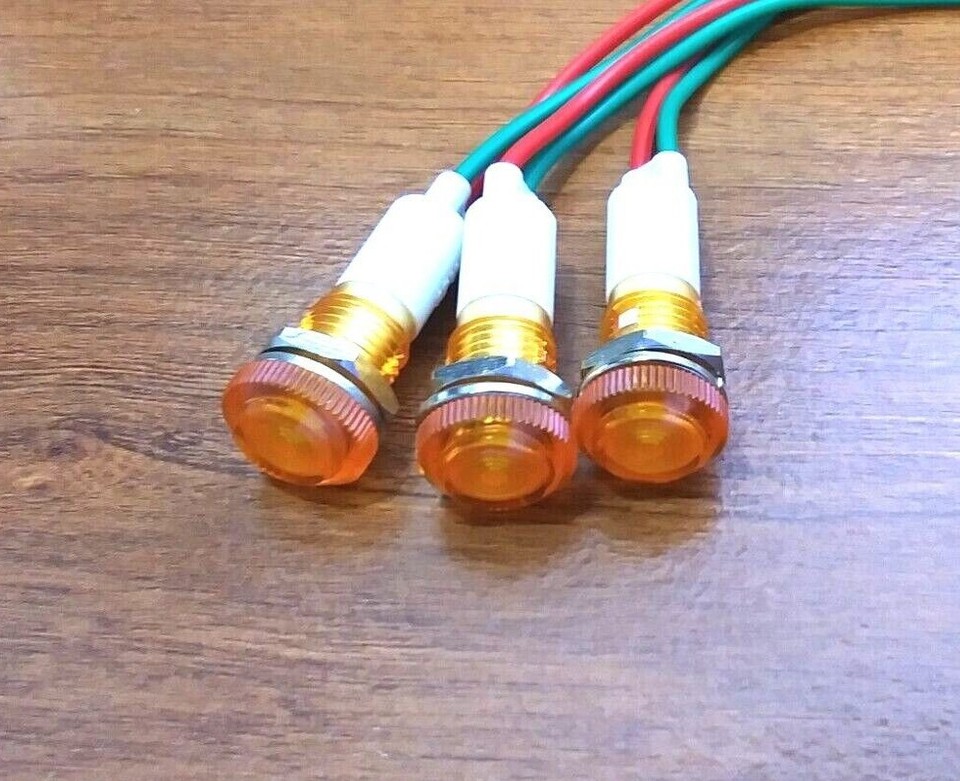 3 BBT 12 volt AC/DC Waterproof Low-Profile Bright Amber LED Indicator ...