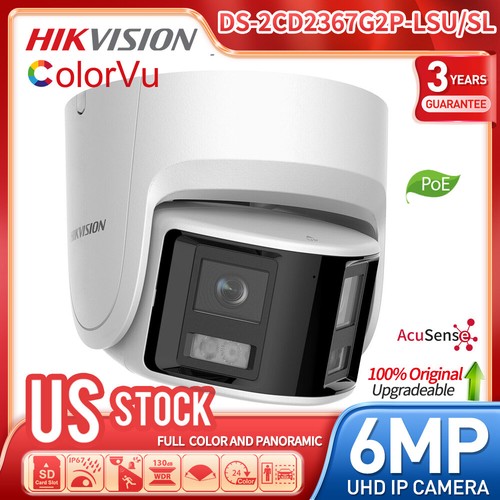 US Hikvision 6MP ColorVu 180° Dual lens Panoramic IP Camera DS ...