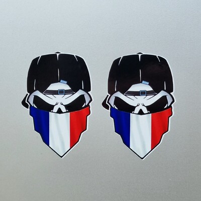 2x Small Skull With Face Bandana & France French Flag Vinyl Sticker ...