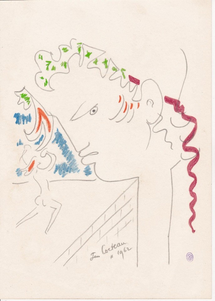 Jean Cocteau Drawing Male French Portrait Profile Classical Orpheus ...