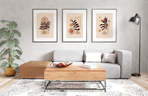 3 Set A3 Leaves & Shapes Vector Illustration Poster Unframed HIGH ...