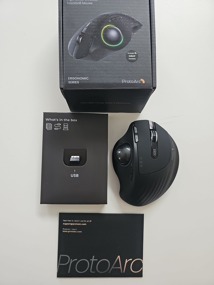 ProtoArc Wireless Bluetooth Gray Trackball Mouse, EM01 2.4G RGB ...