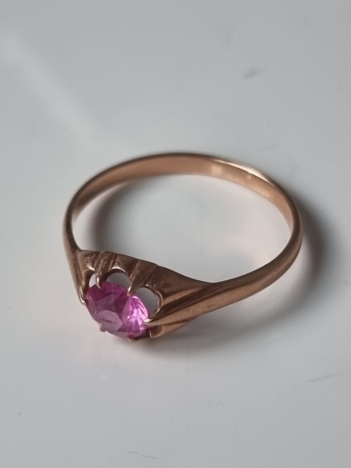 Rare Vintage Original Soviet Russian Solid Rose Gold Sapphire Ring 583 ...