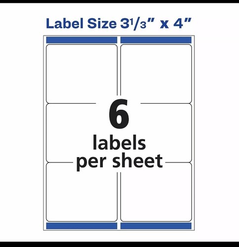 Avery 15264 Shipping Labels 3 1/3” x 4” 8164/5164 Laser Inkjet 60 ...