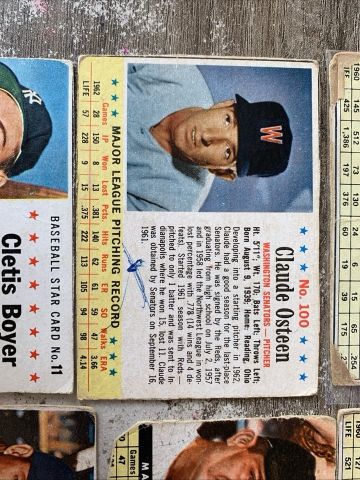 1961 post cereal baseball cards 7 Card Lot - Heavily Worn | eBay