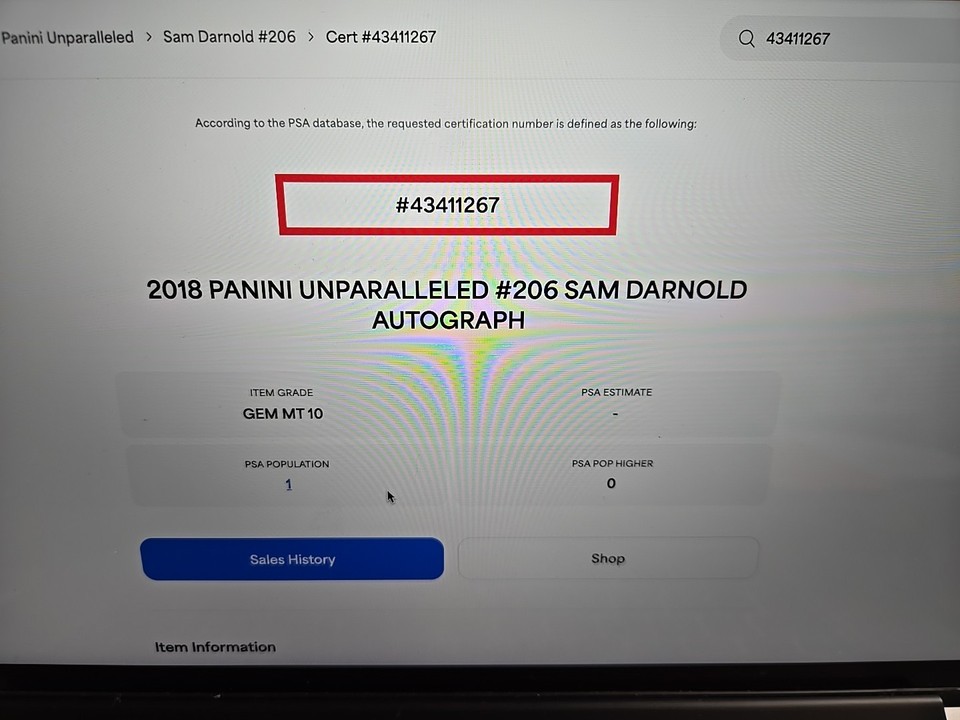 2018 Panini Unparalleled Sam Darnold Rookie Signature Auto RC Jets Pop ...