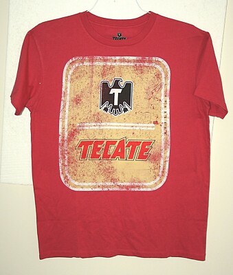 Tecate Mexican Beer Label Logo Red Advertising T-Shirt New NOS Sz Med ...