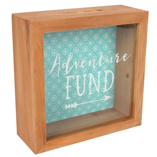 Wooden Money Box Frame Glass Coins Notes Savings Piggy Bank Ceramic ...